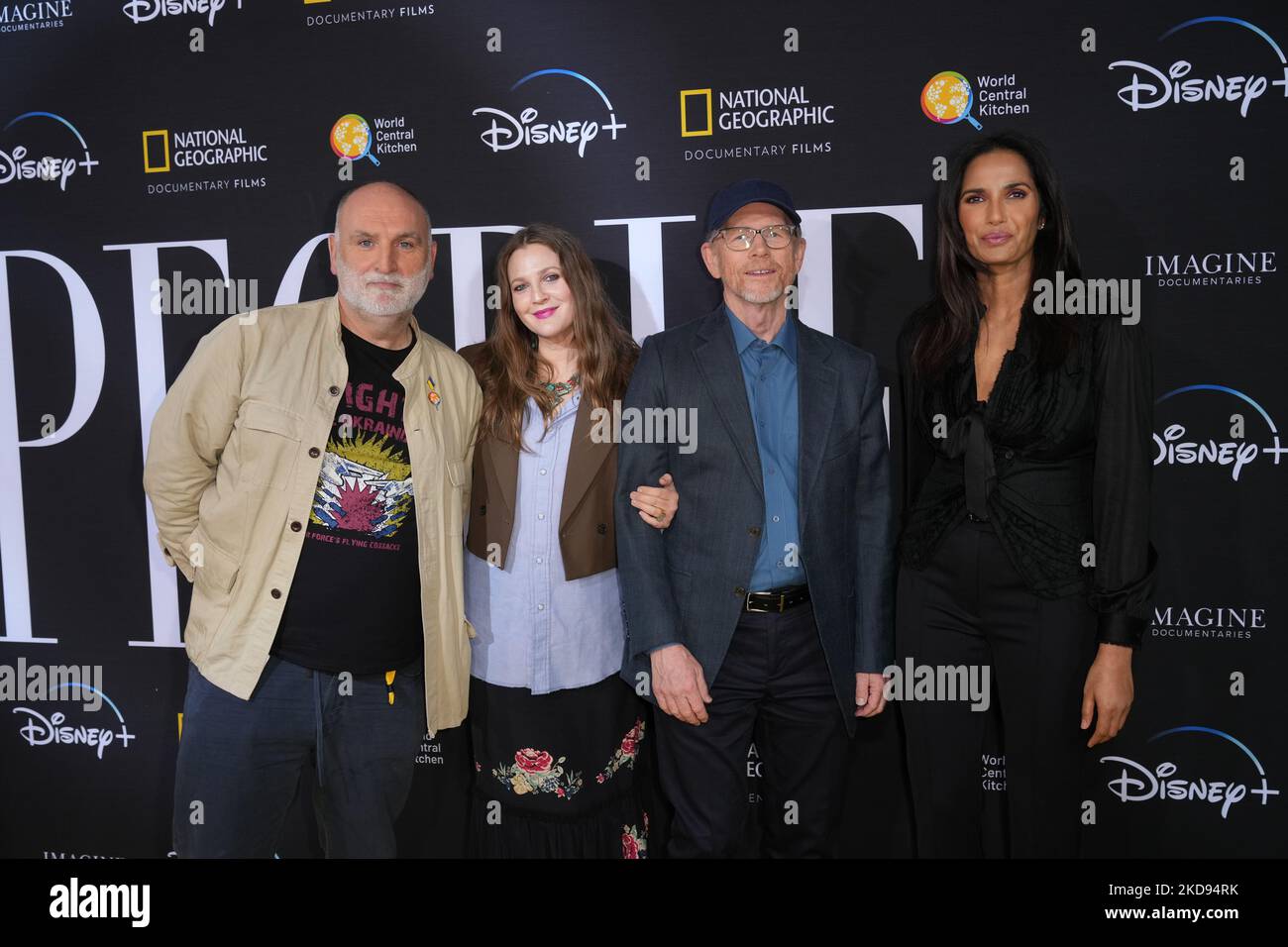 NEW YORK, NEW YORK - MAY 03: (L-R) Jose Andres, Drew Barrymore, Ron ...