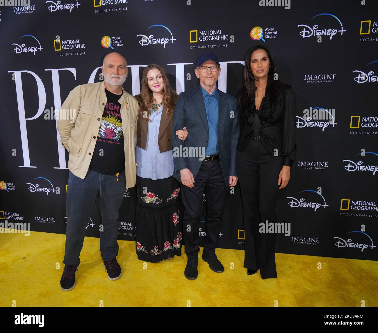 NEW YORK, NEW YORK - MAY 03: (L-R) Jose Andres, Drew Barrymore, Ron ...