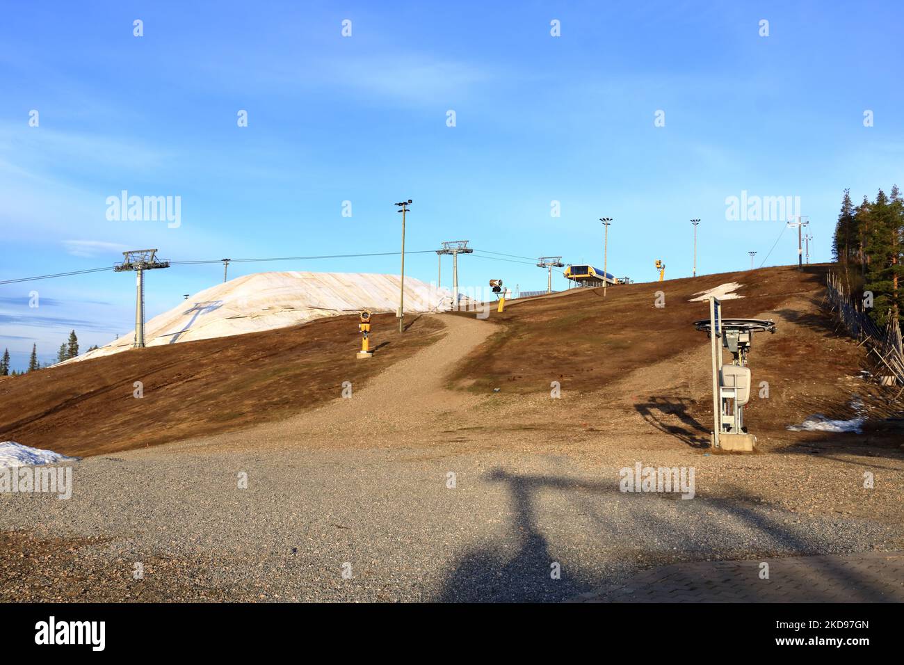 the Summer and midnight sun in Levi ski resort in Lapland, Finland ...