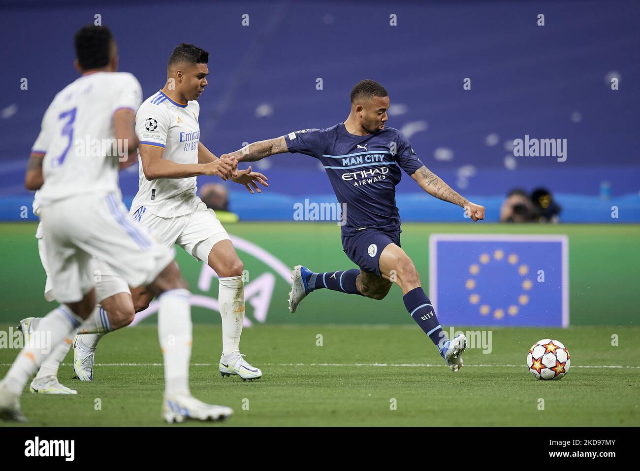 Gabriel Jesus of Manchester City shooting to goal during the UEFA ...
