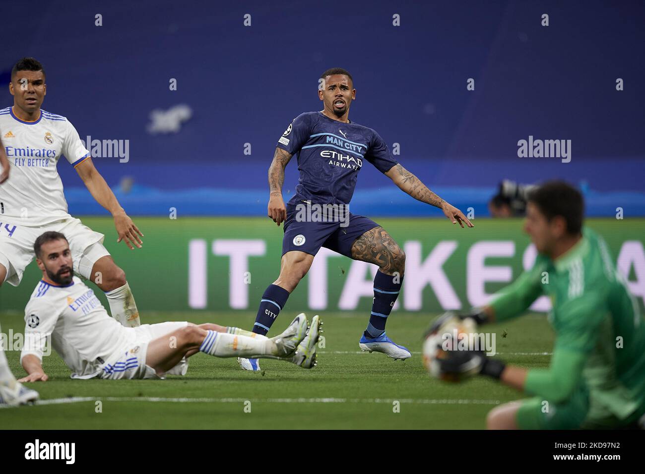 Gabriel Jesus of Manchester City shooting to goal during the UEFA ...