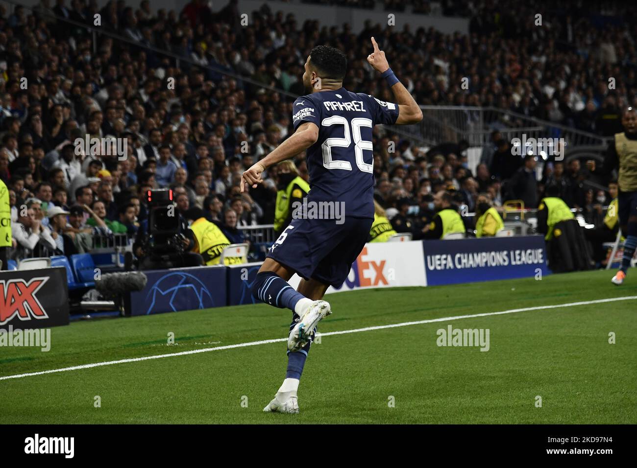 Riyad Mahrez of Manchester City celebrates after scoring his sides ...