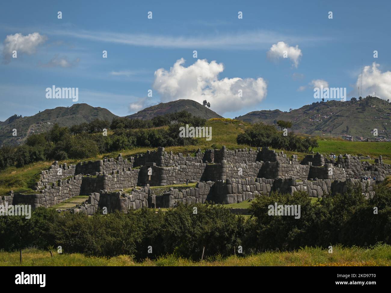 View of Sacsayhuamán complex built by the Inca in the 15th century ...