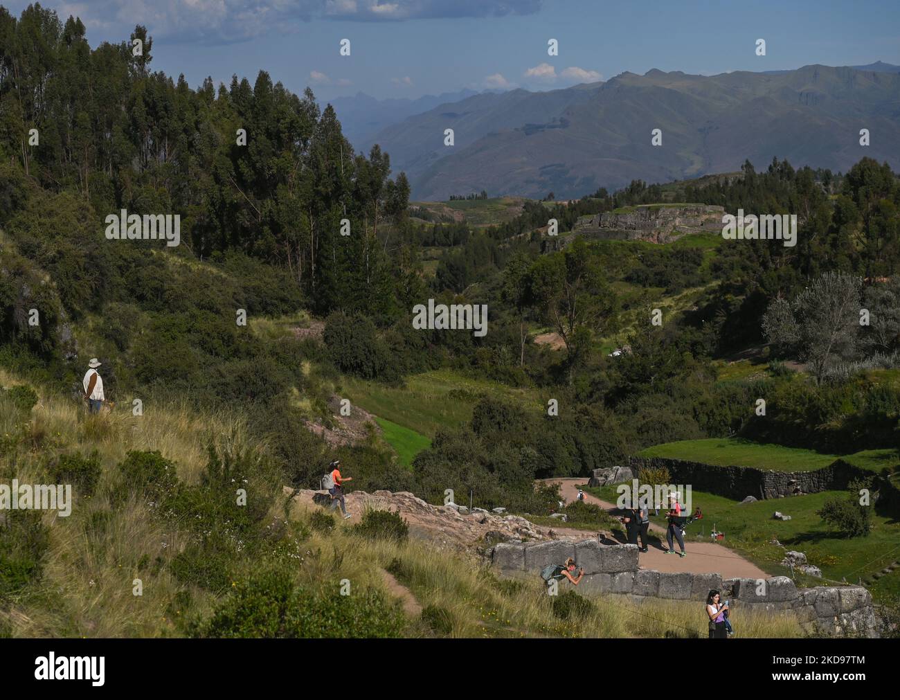 View of Puka Pukara Archaeological Complex and a section of Tambomachay ...