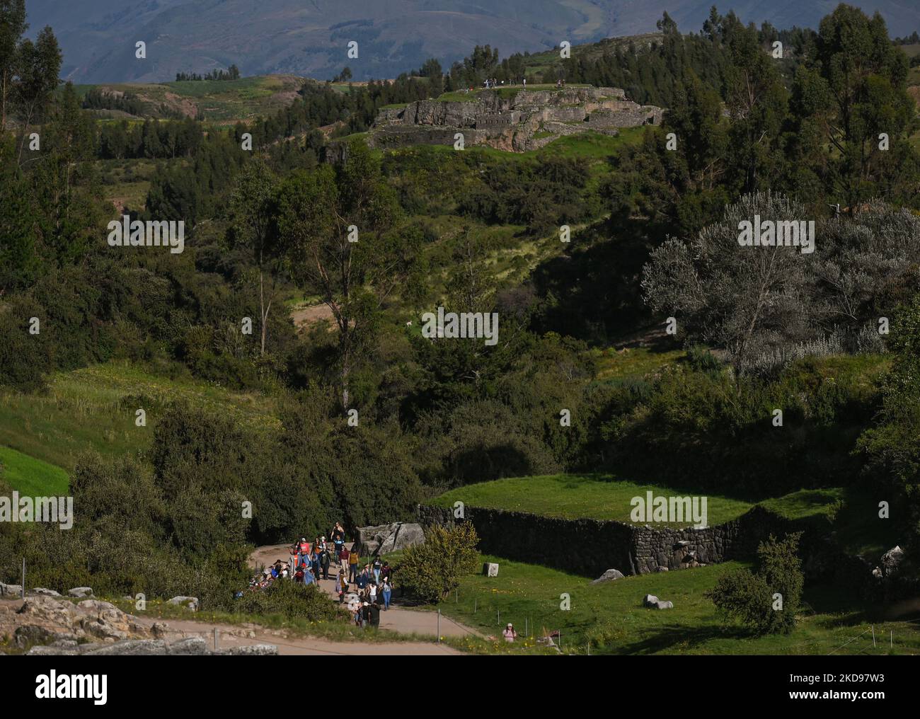 View of Puka Pukara Archaeological Complex and a section of Tambomachay ...