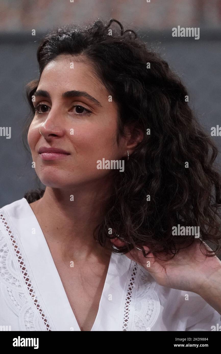 Xisca Perelló attends day seven of the Mutua Madrid Open at La Caja Mágica on May 4, 2022 in ...