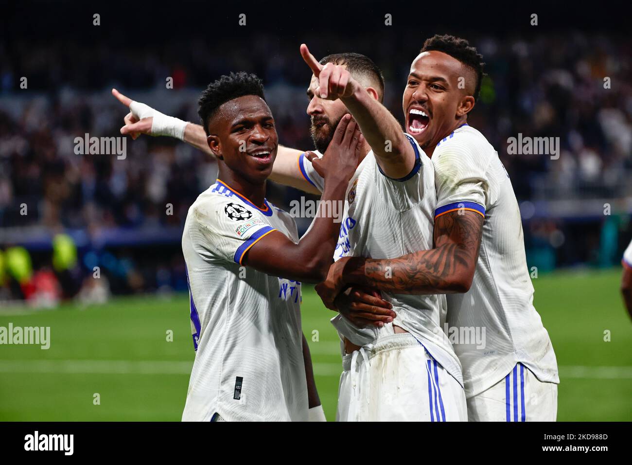 Karim Benzema of Real Madrid celebrates a goal during the UEFA ...