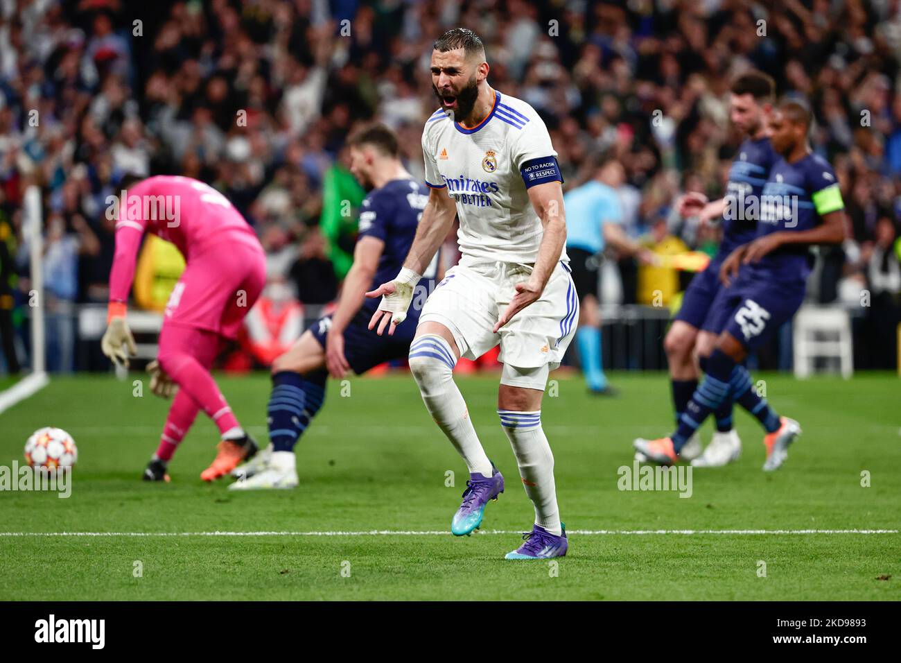 Karim Benzema of Real Madrid celebrates a goal during the UEFA ...