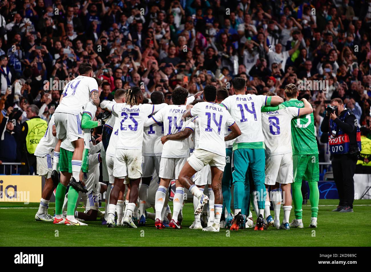 players of Real Madrid celebrate their qualify to the final during the ...