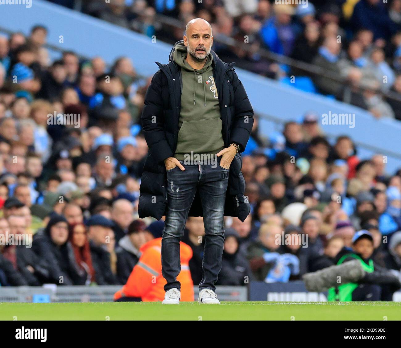 Pep Guardiola the Manchester City manager during the Premier League ...