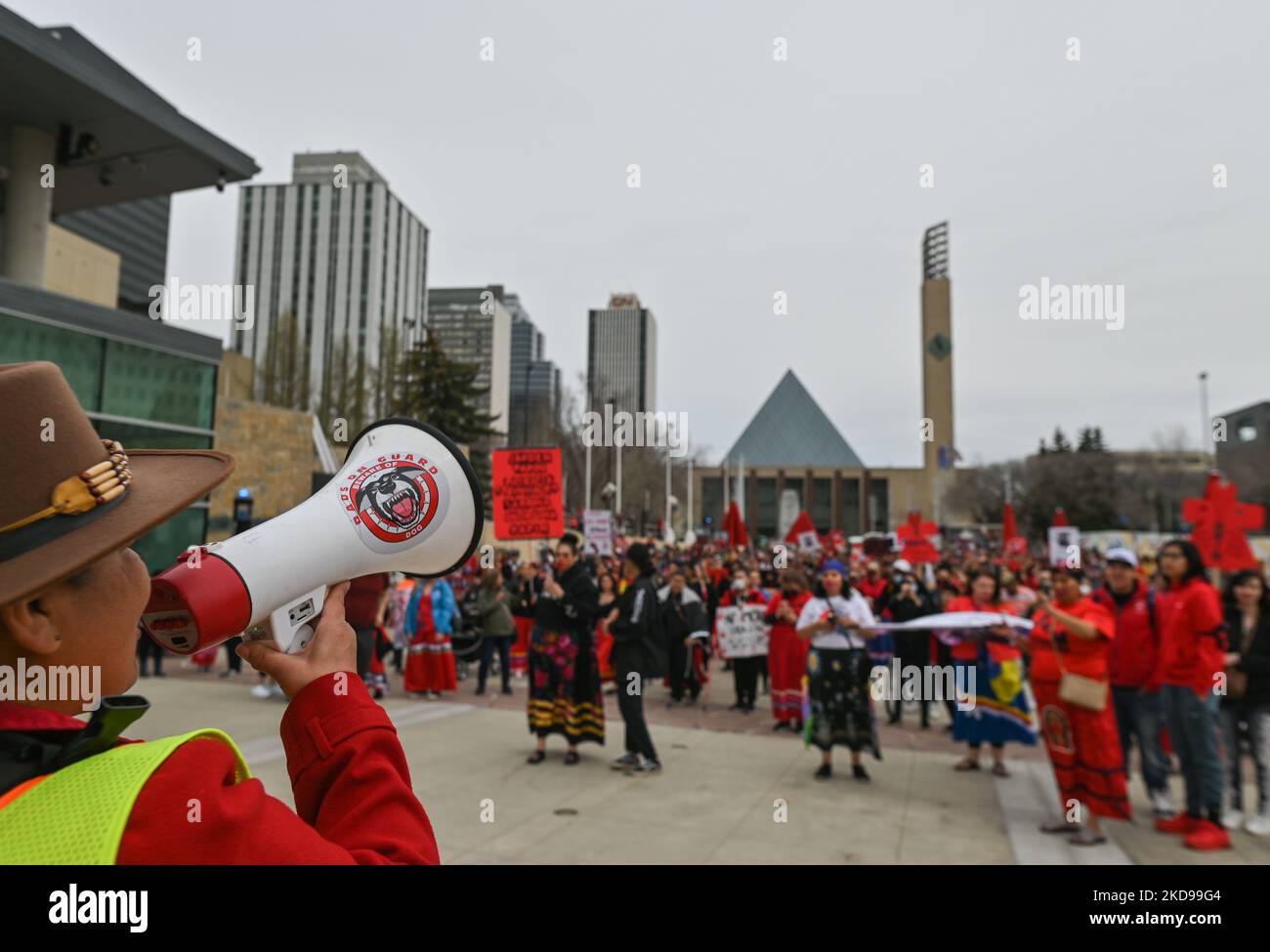 Participants during the annual Red Dress Day march in downtown Edmonton, hosted by Project ...