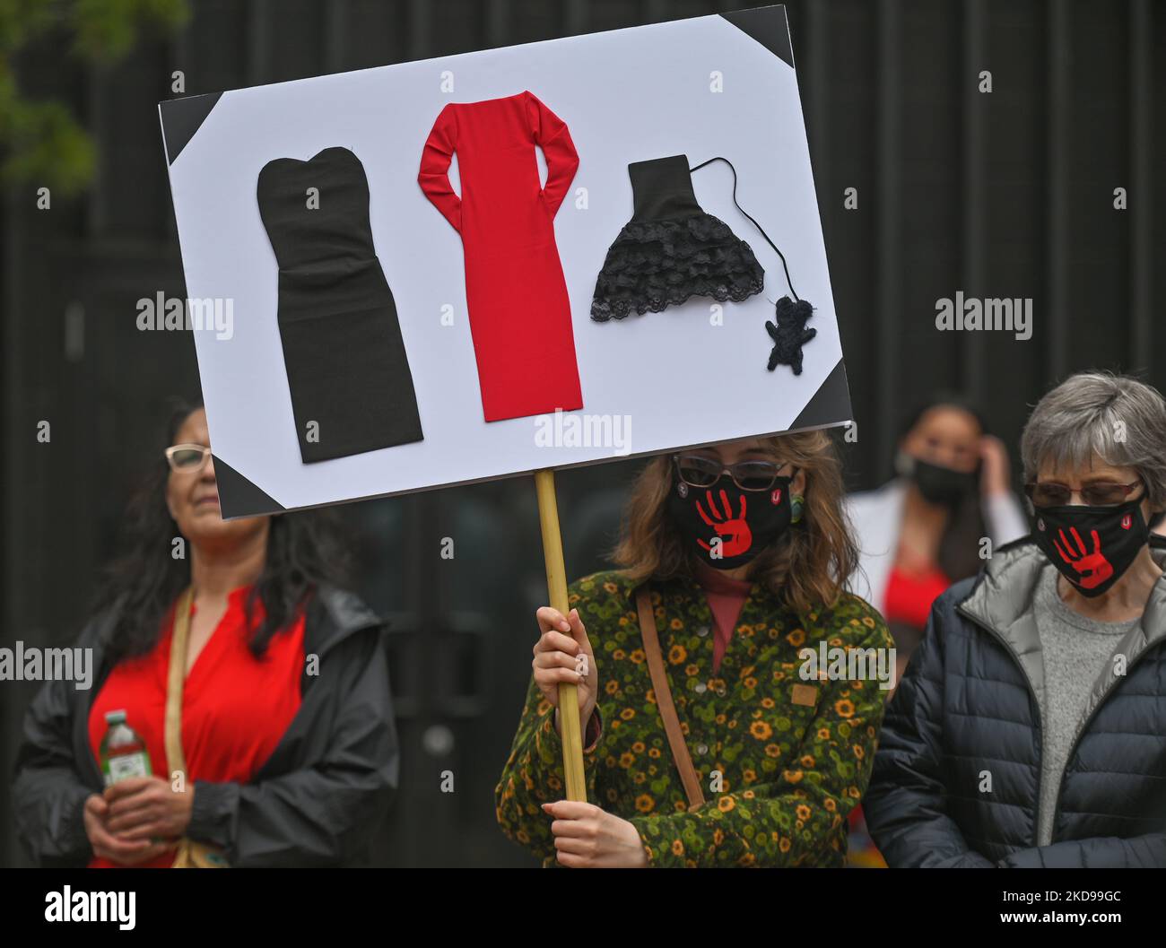 Participants during the annual Red Dress Day march in downtown Edmonton, hosted by Project ...