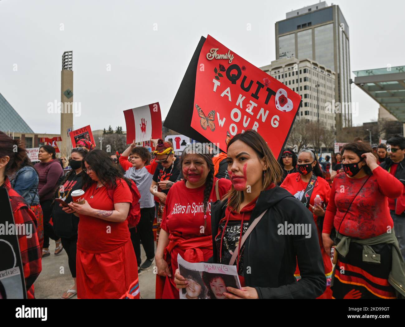 Participants during the annual Red Dress Day march in downtown Edmonton, hosted by Project ...