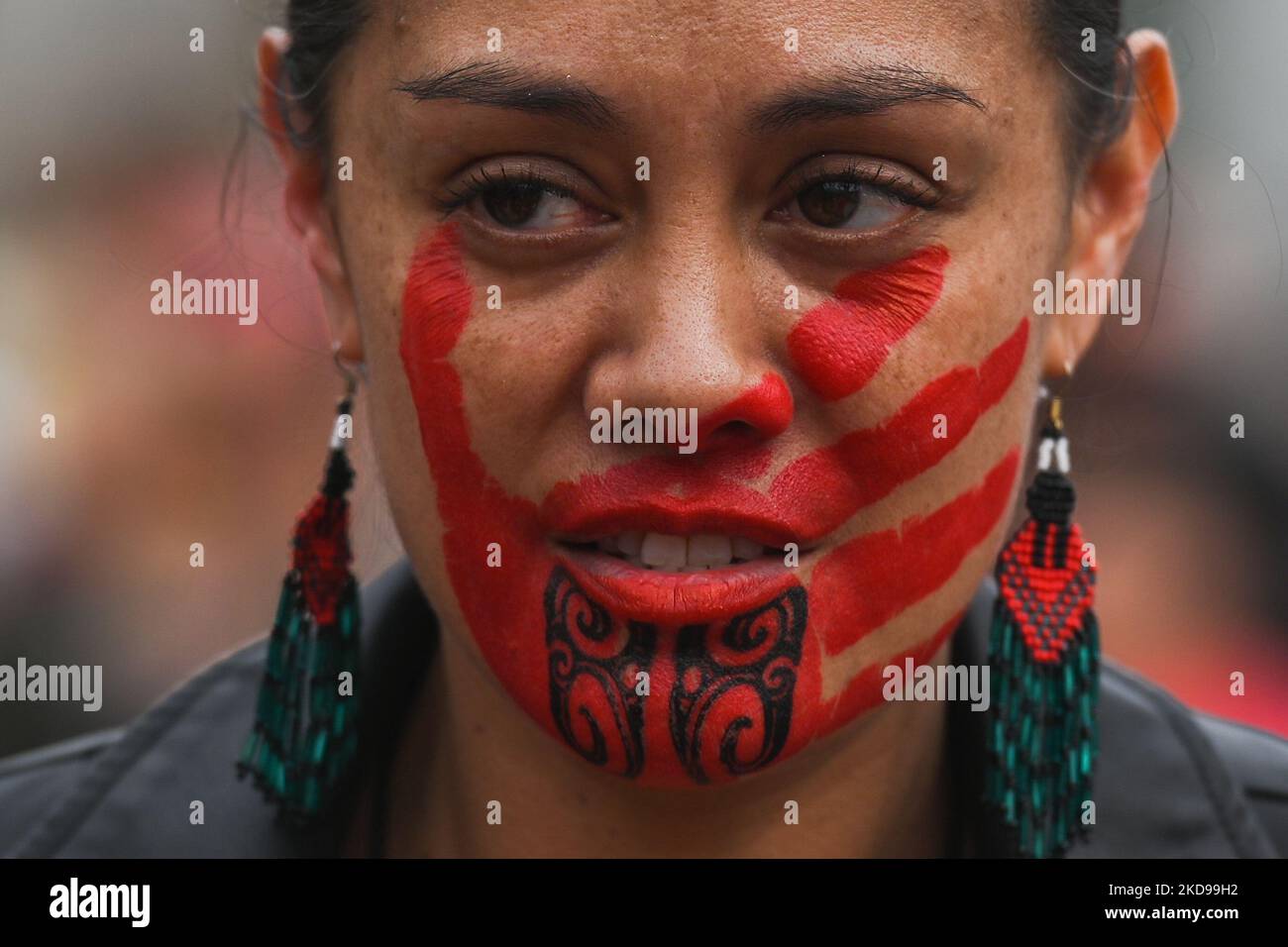 A participant during the annual Red Dress Day march in downtown Edmonton, hosted by Project ...