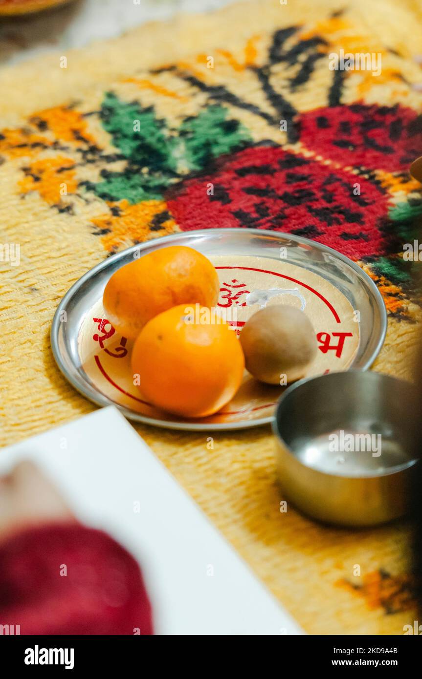 A traditional hindu rituals in indian wedding, vertical shot Stock ...