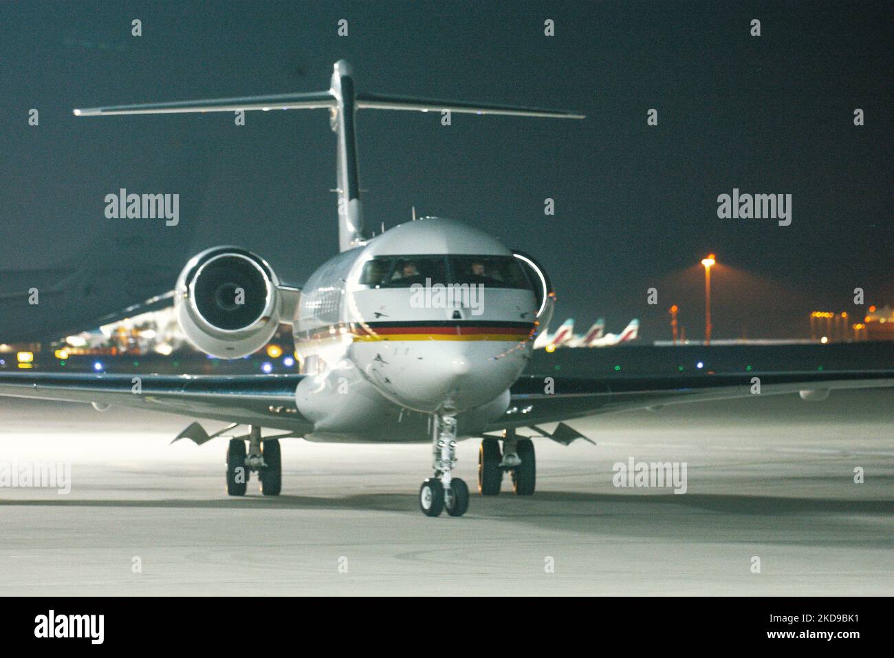 the airplane is seen arriving as German astronaut Matthias Maurer ...