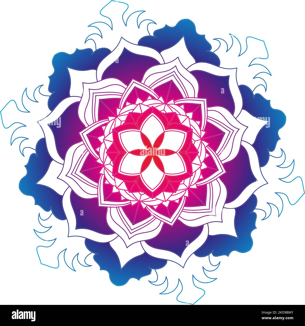 Round gradient mandala on white isolated background. Vector boho ...