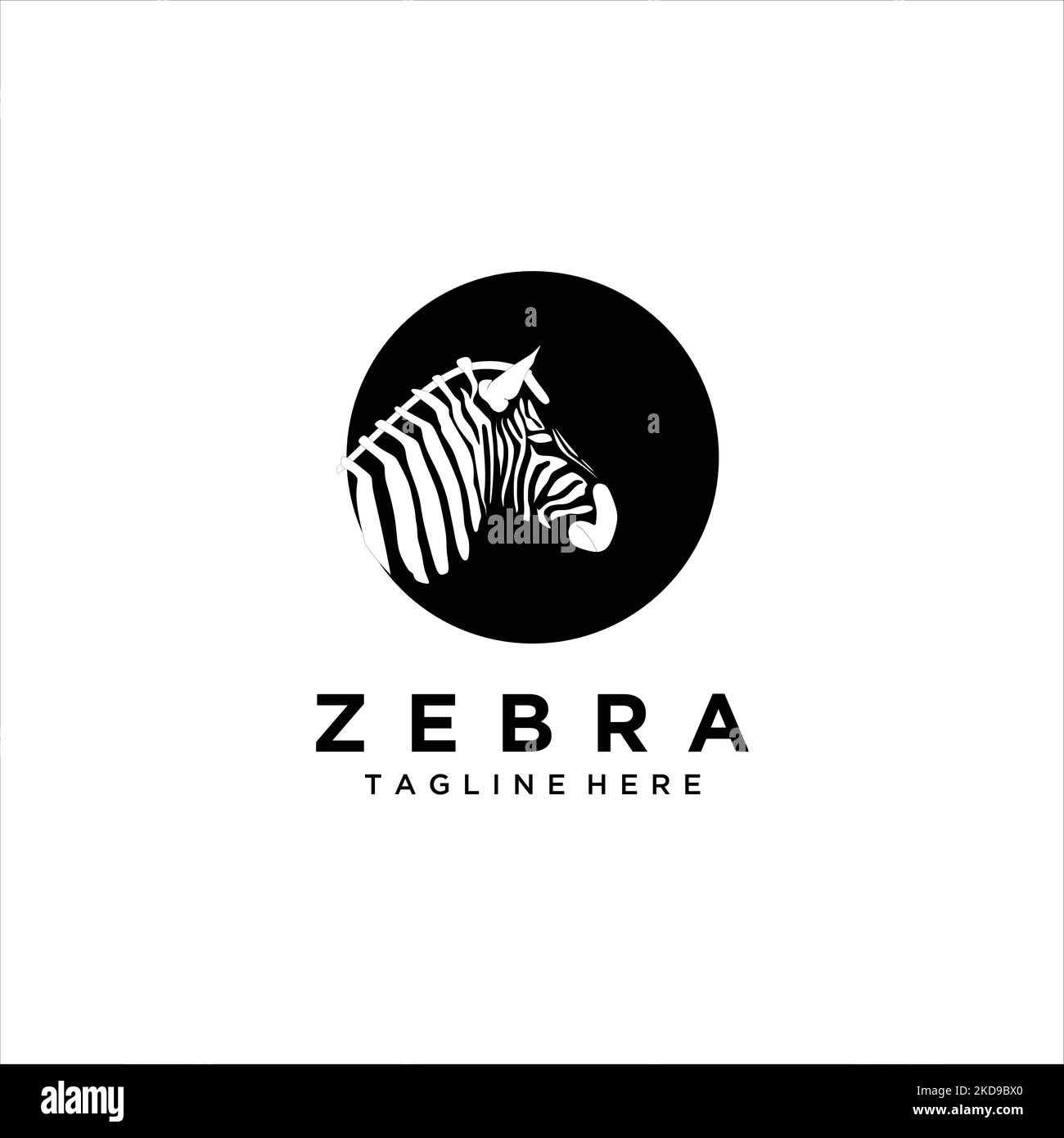 A black zebra logo design with editable text isolated on a white ...