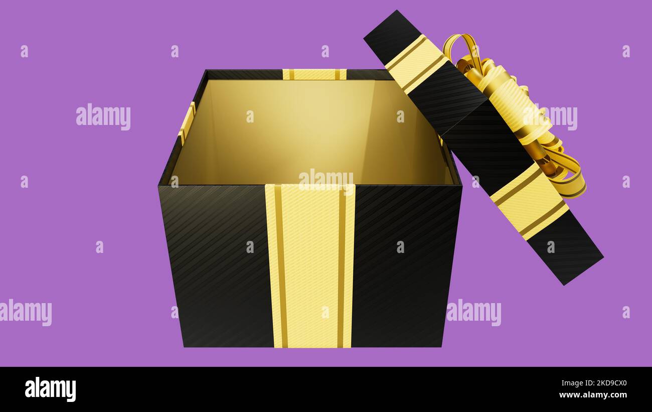 opened gift for black friday sale on rose background, isolated - object ...