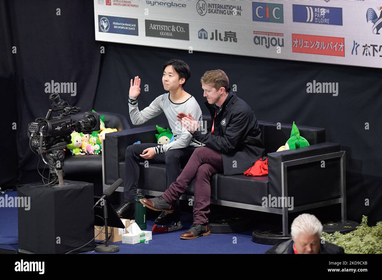WESLEY CHIU (CAN), at Kiss & Cry during Men Free Skating, at the ISU ...