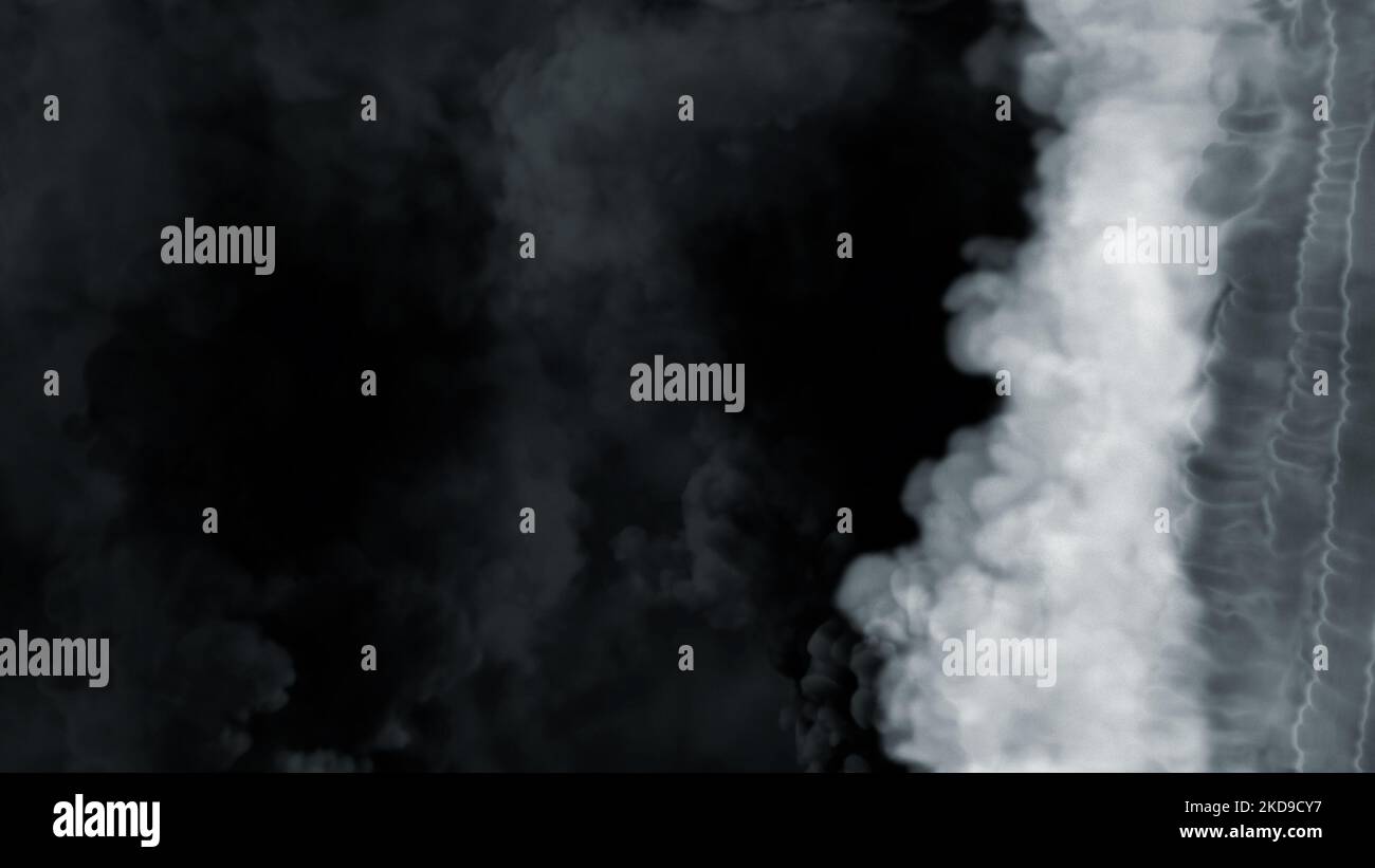 Side frame of rich white smoke, isolated - abstract 3D rendering Stock ...