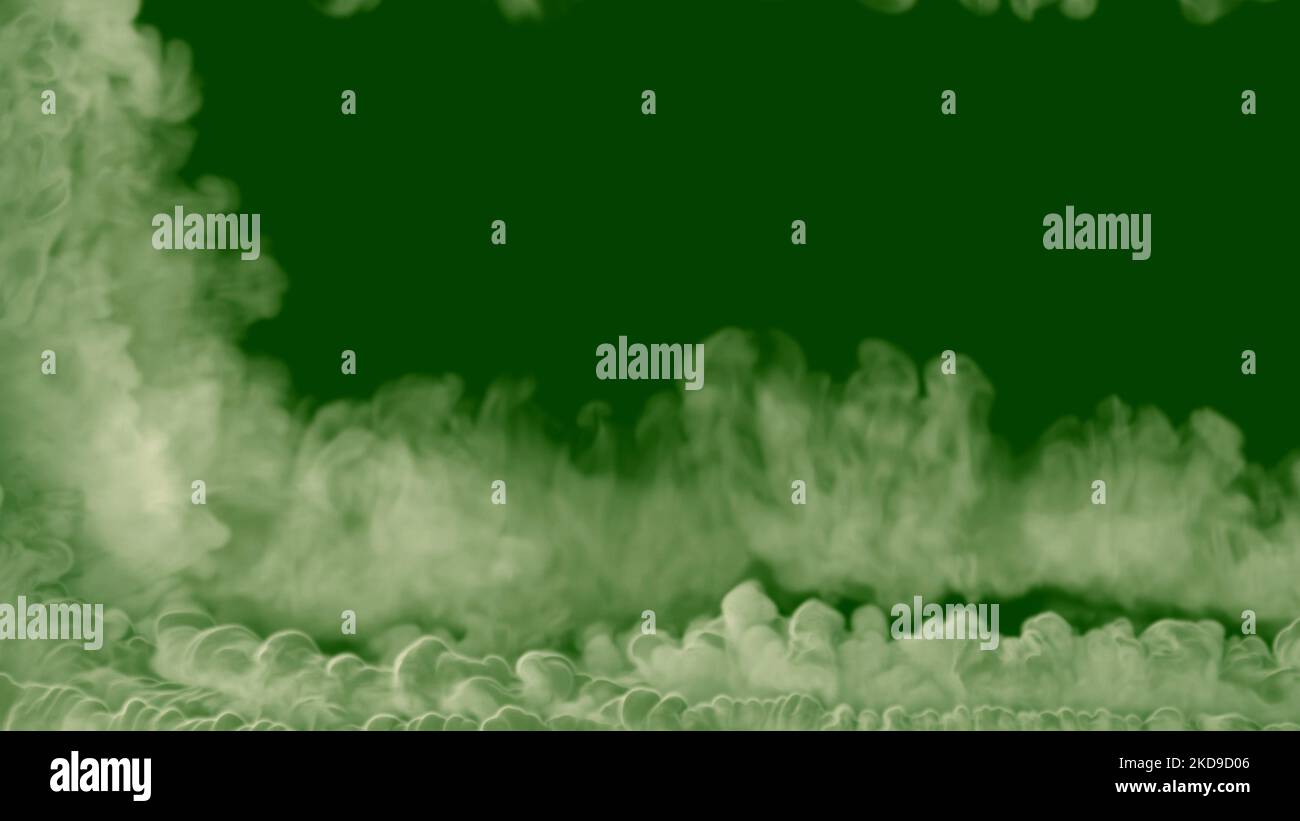 Left - bottom frame for content of white smoke or clouds on green ...