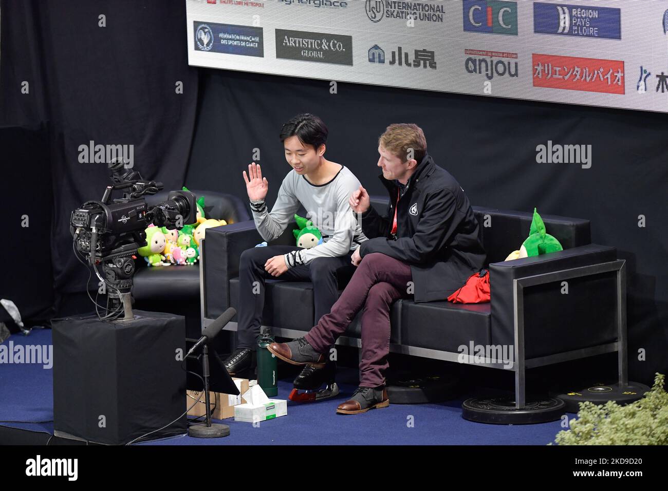 WESLEY CHIU (CAN), at Kiss & Cry during Men Free Skating, at the ISU ...