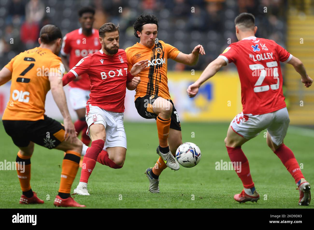 George Honeyman of Hull City under pressure from Philip Zinkernagel of ...
