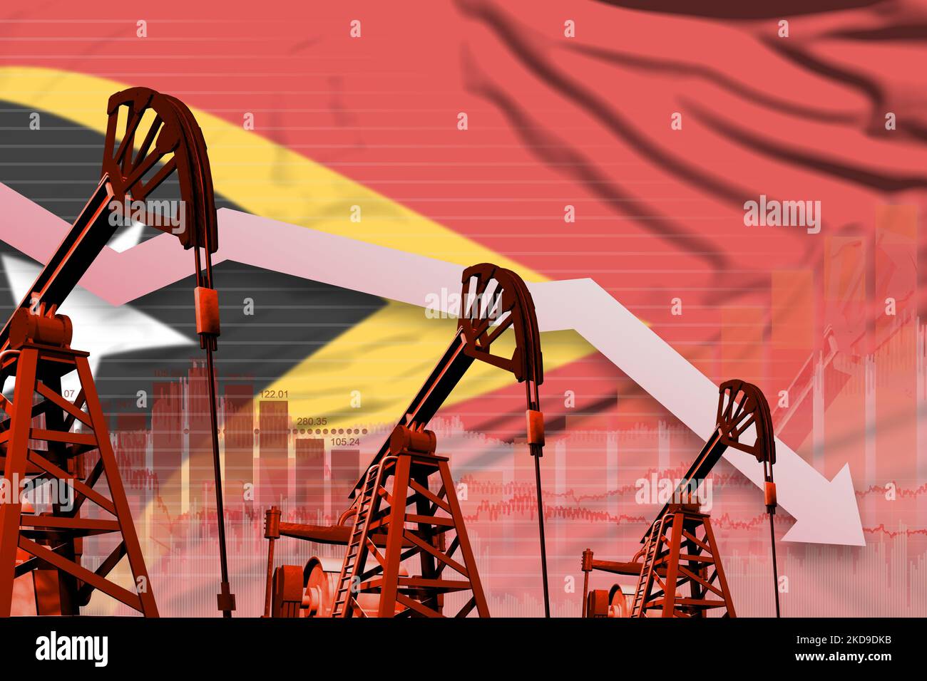 Timor-Leste oil industry concept, industrial illustration - lowering ...