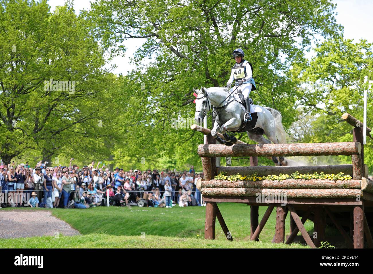 Kitty King riding Vendredi Biats during the Cross Country Event at ...