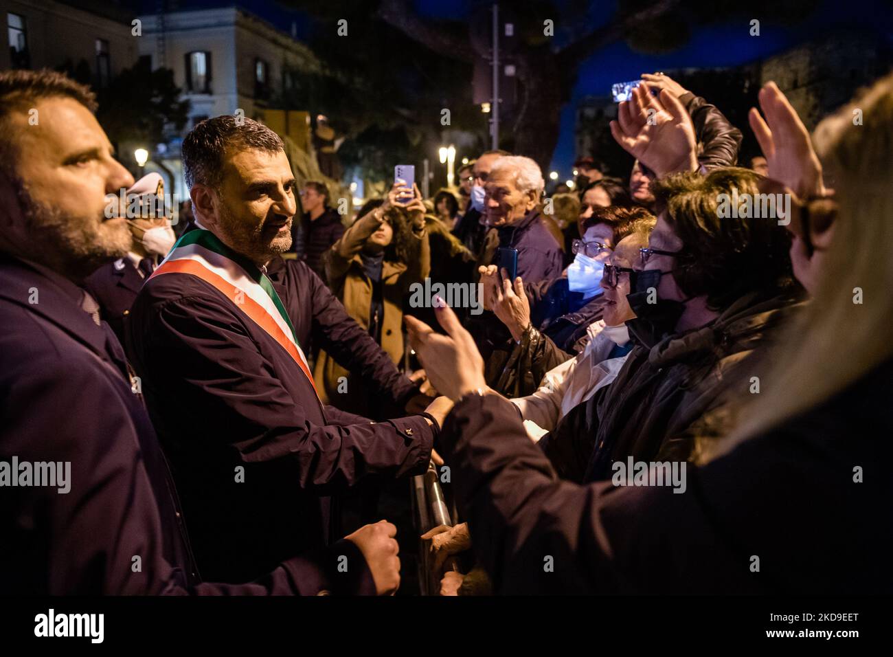 The Mayor Antonio De Caro greets the public during the Procession of ...