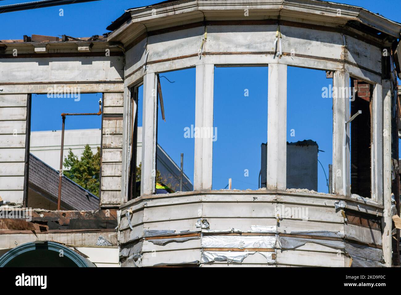 Frame of a house being torn down In New Brunswick, NJ Stock Photo - Alamy