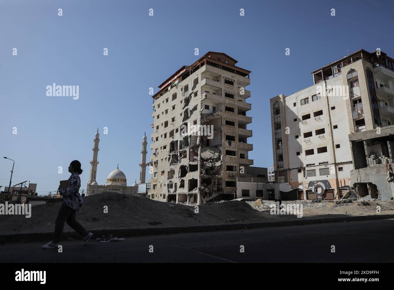 A general view shows of the site of Hanadi Tower, which was levelled by ...