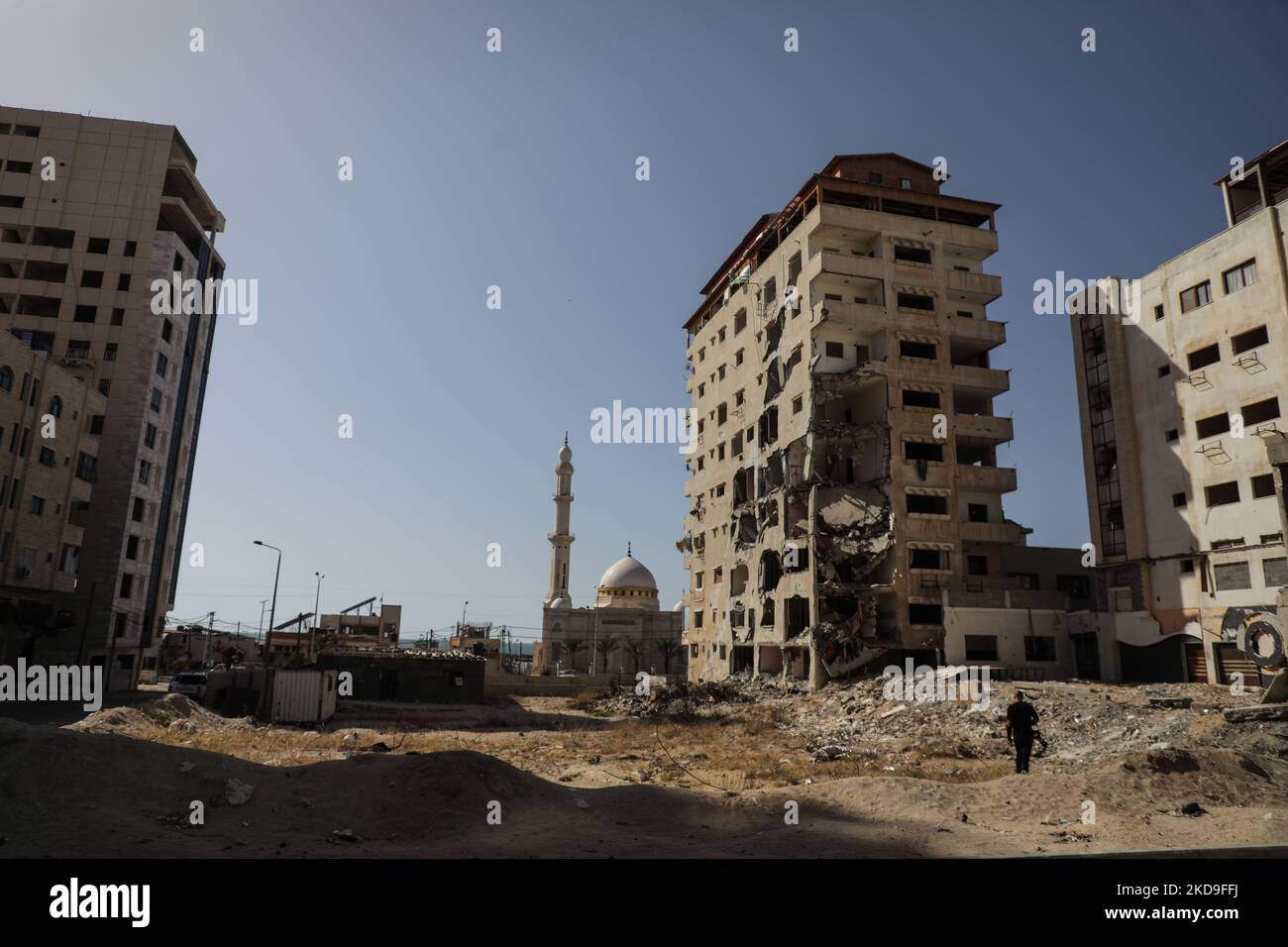 A general view shows of the site of Hanadi Tower, which was levelled by ...