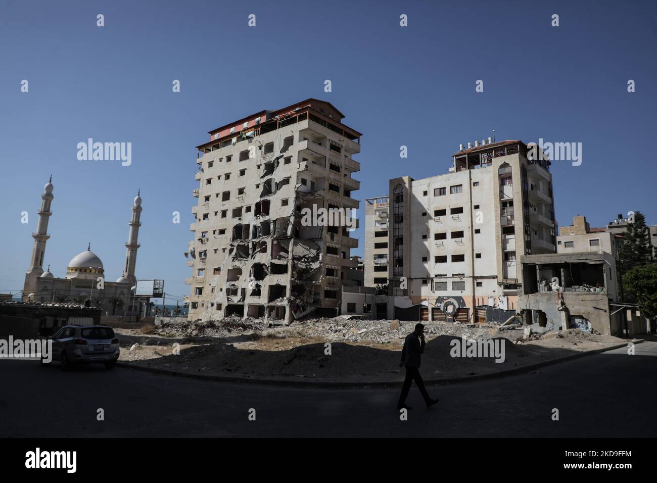 A general view shows of the site of Hanadi Tower, which was levelled by ...