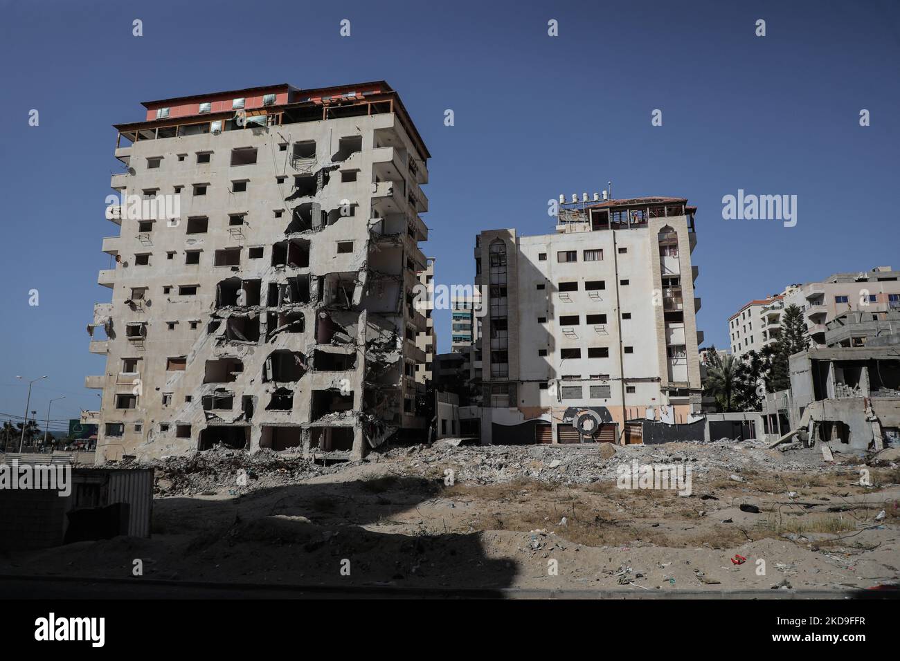 A general view shows of the site of Hanadi Tower, which was levelled by ...