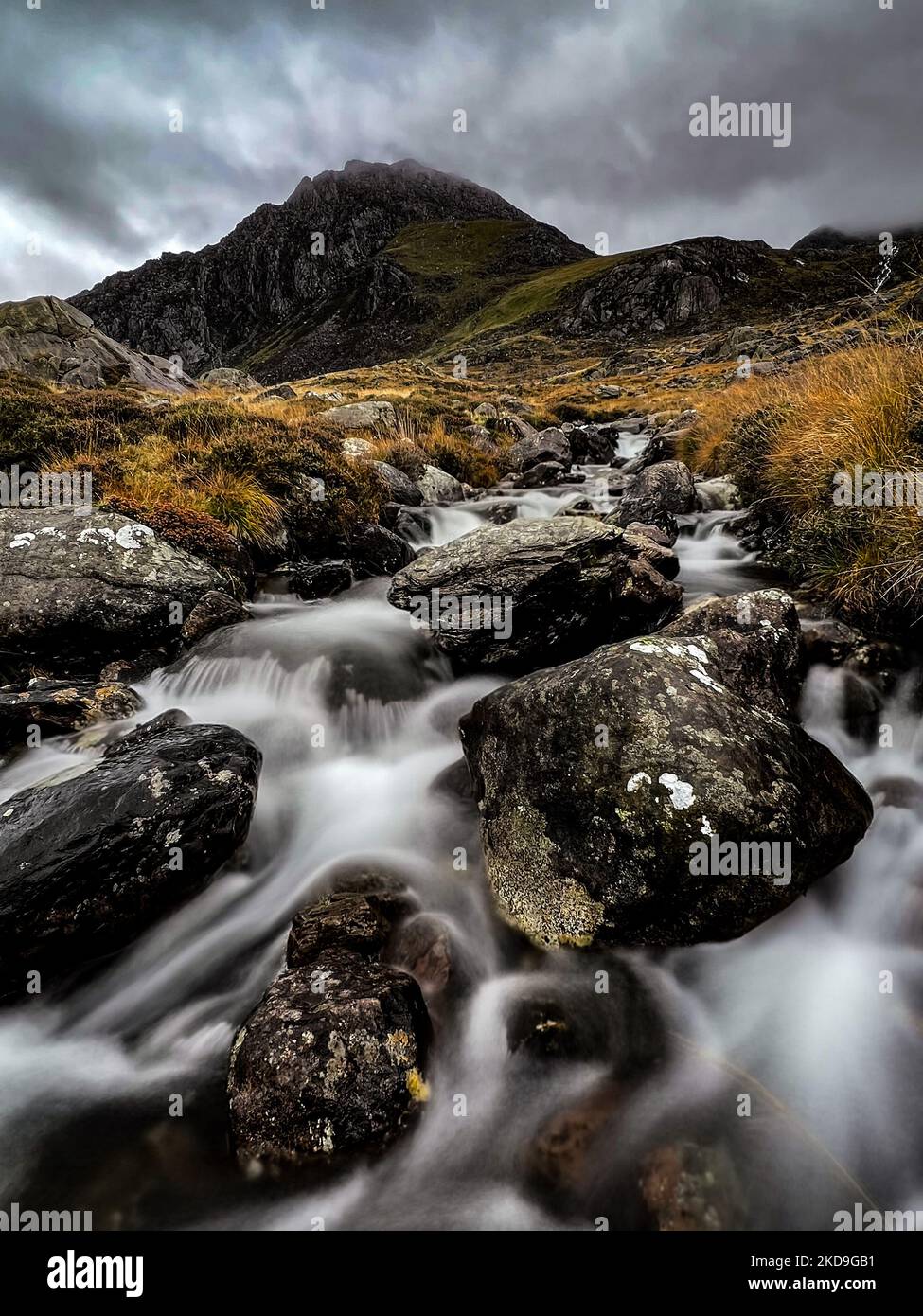 Waterfall at the foot of Mount Tryfan, Snowdonia, North Wales Stock ...