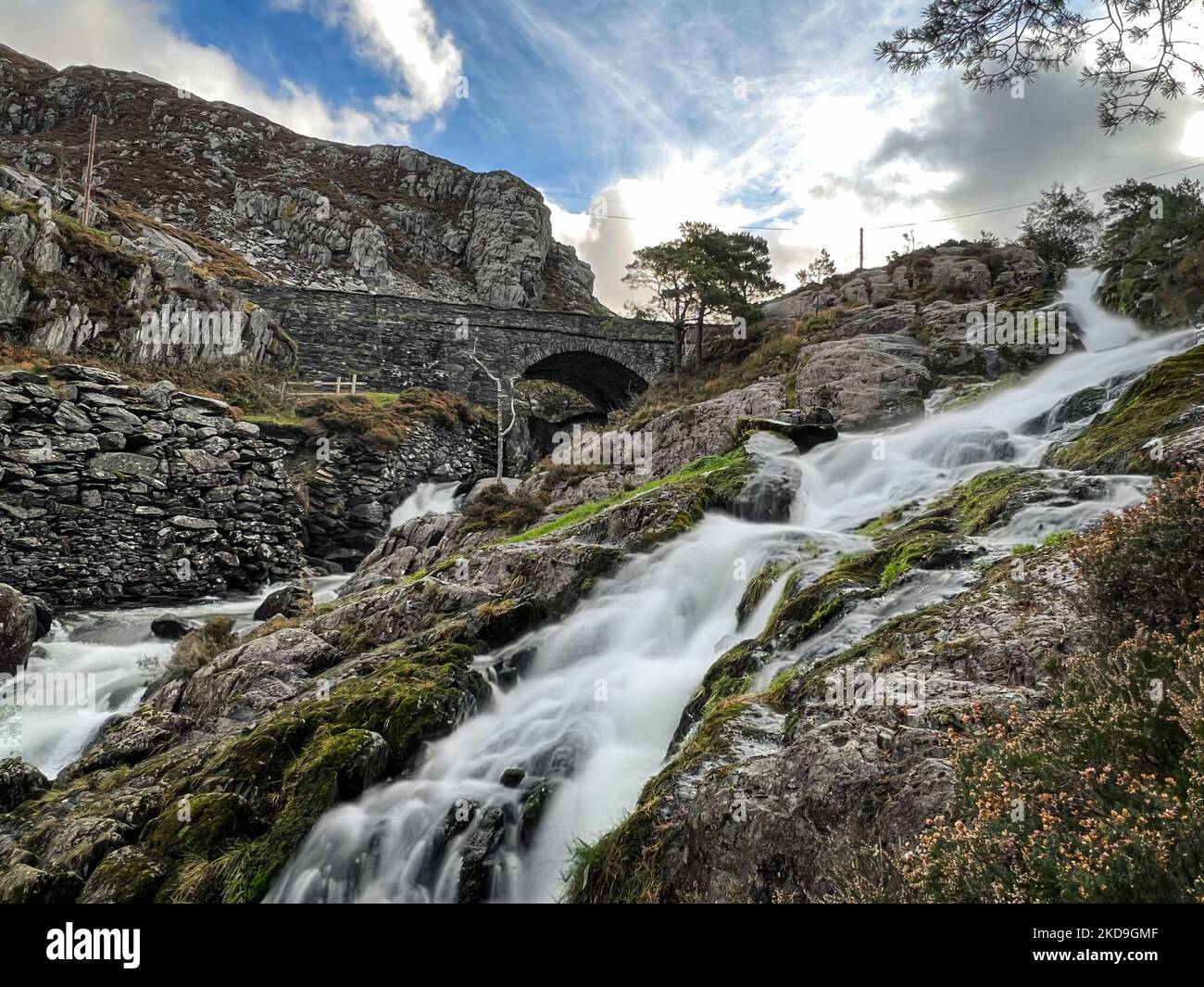 Bridge and Waterfall, Snowdonia, North Wales Stock Photo - Alamy
