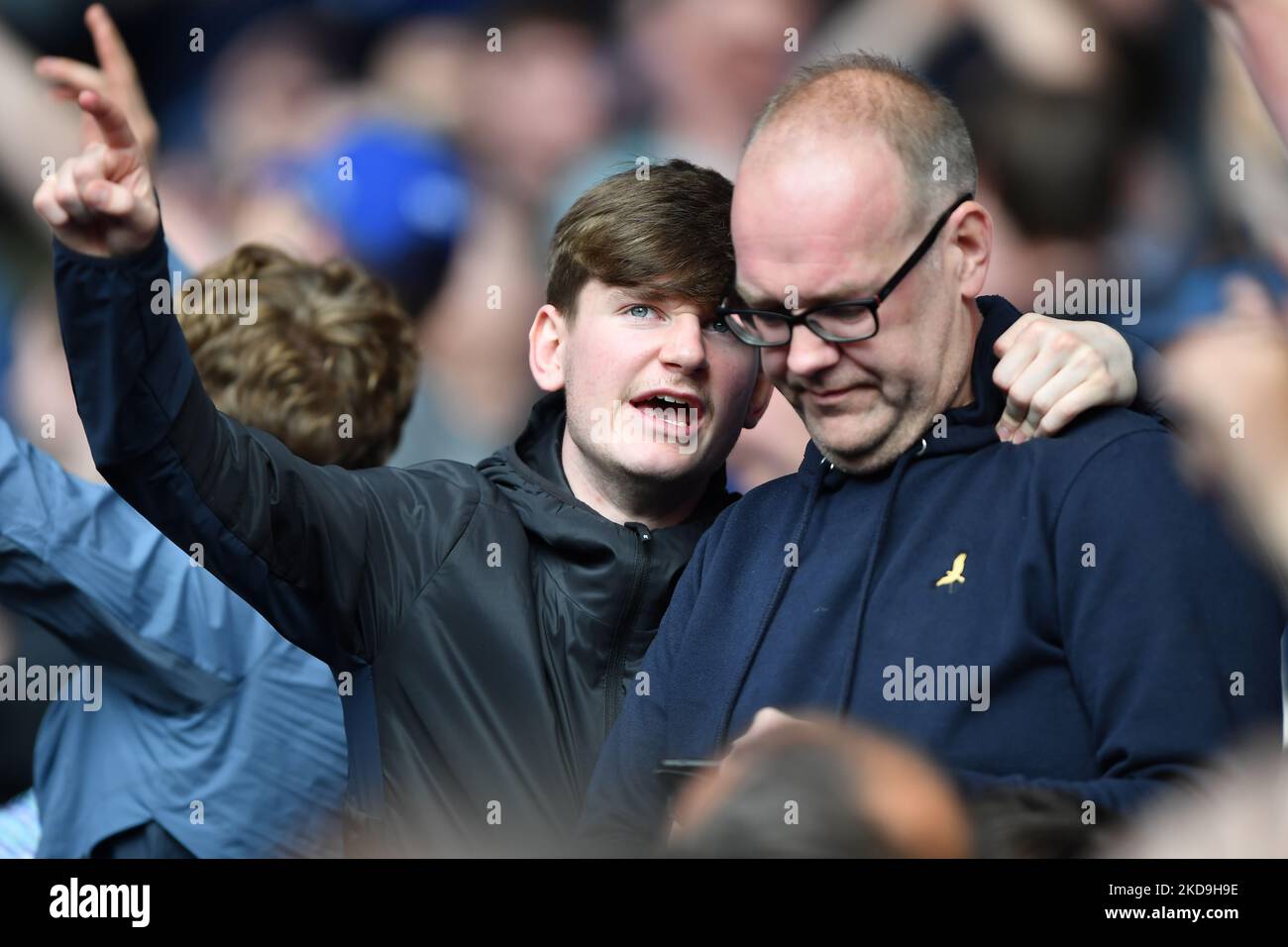 Everton supporters celebrate victory during the Premier League match ...