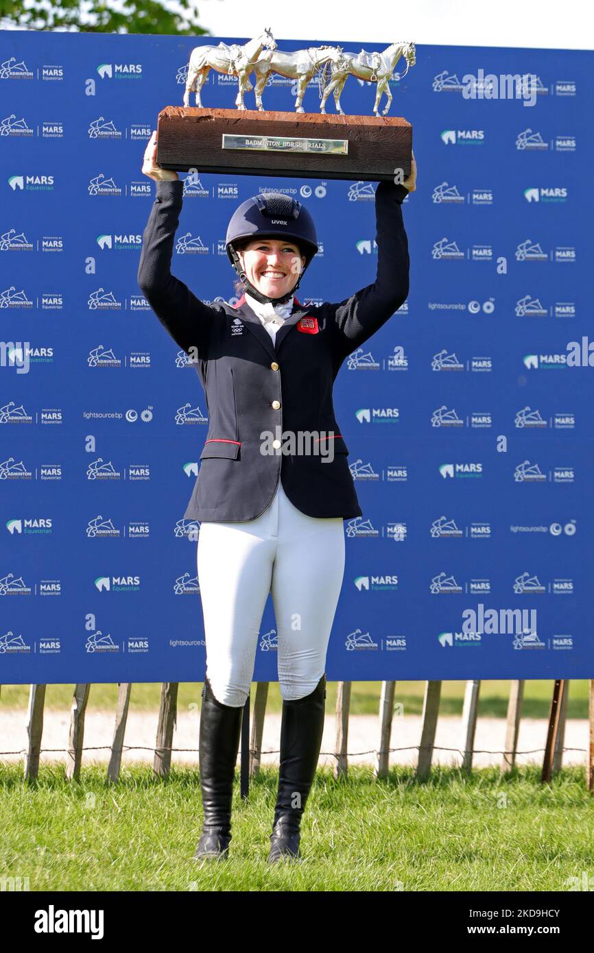Laura Collett celebrates winning Badminton 2022 during the Show Jumping ...