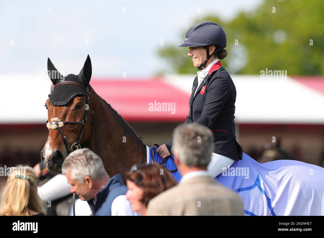 Laura Collett celebrates winning Badminton 2022 during the Show Jumping ...