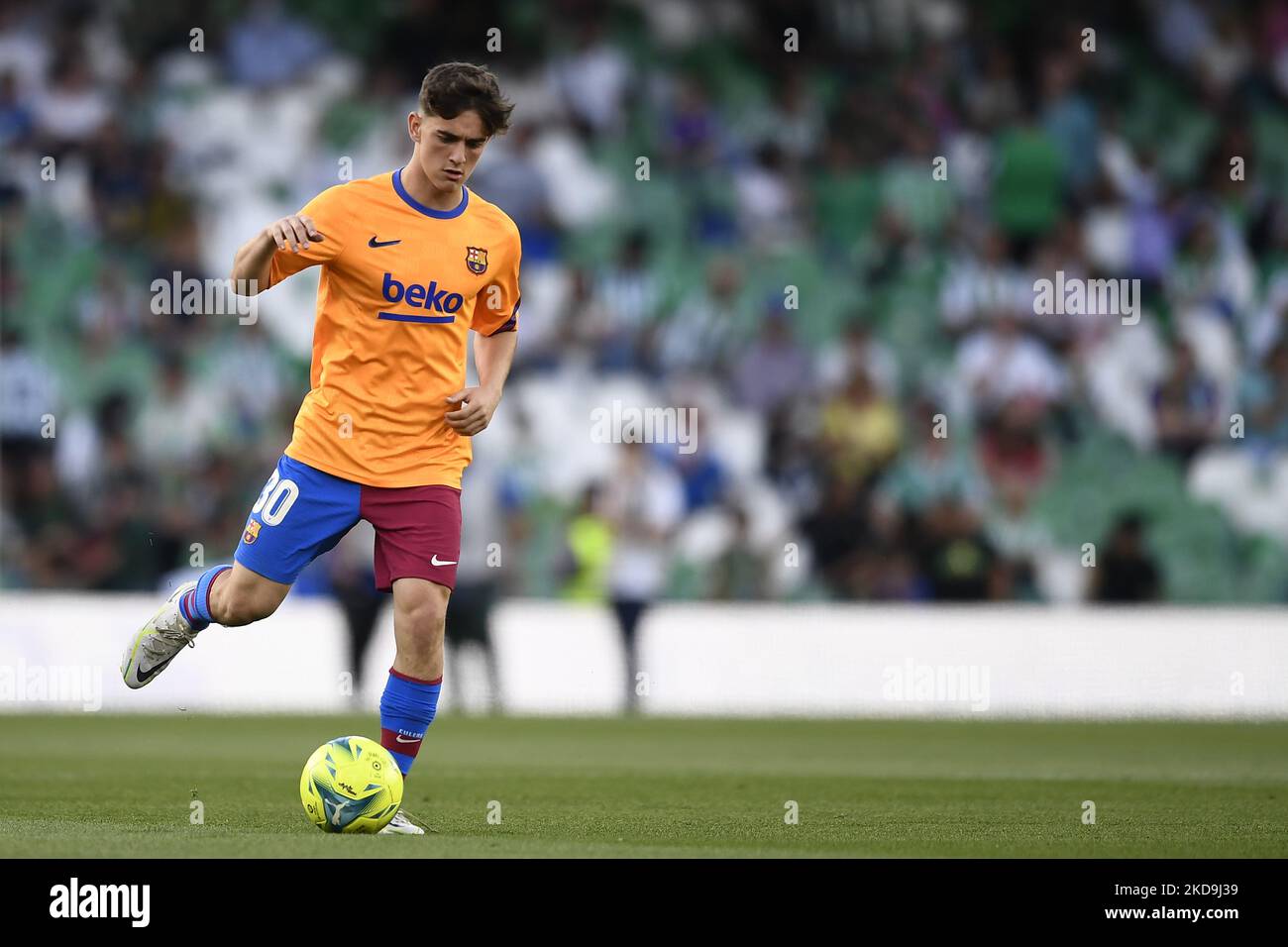 Gavi of Barcelona during the warm-up before the La Liga Santander match ...