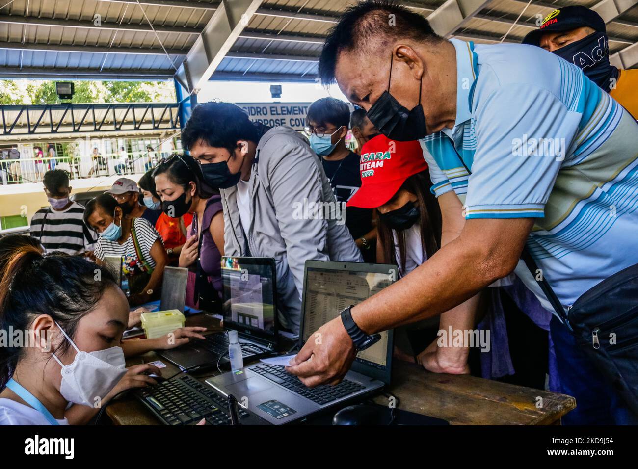 Scene inside polling precinct during the National and Local Elections ...
