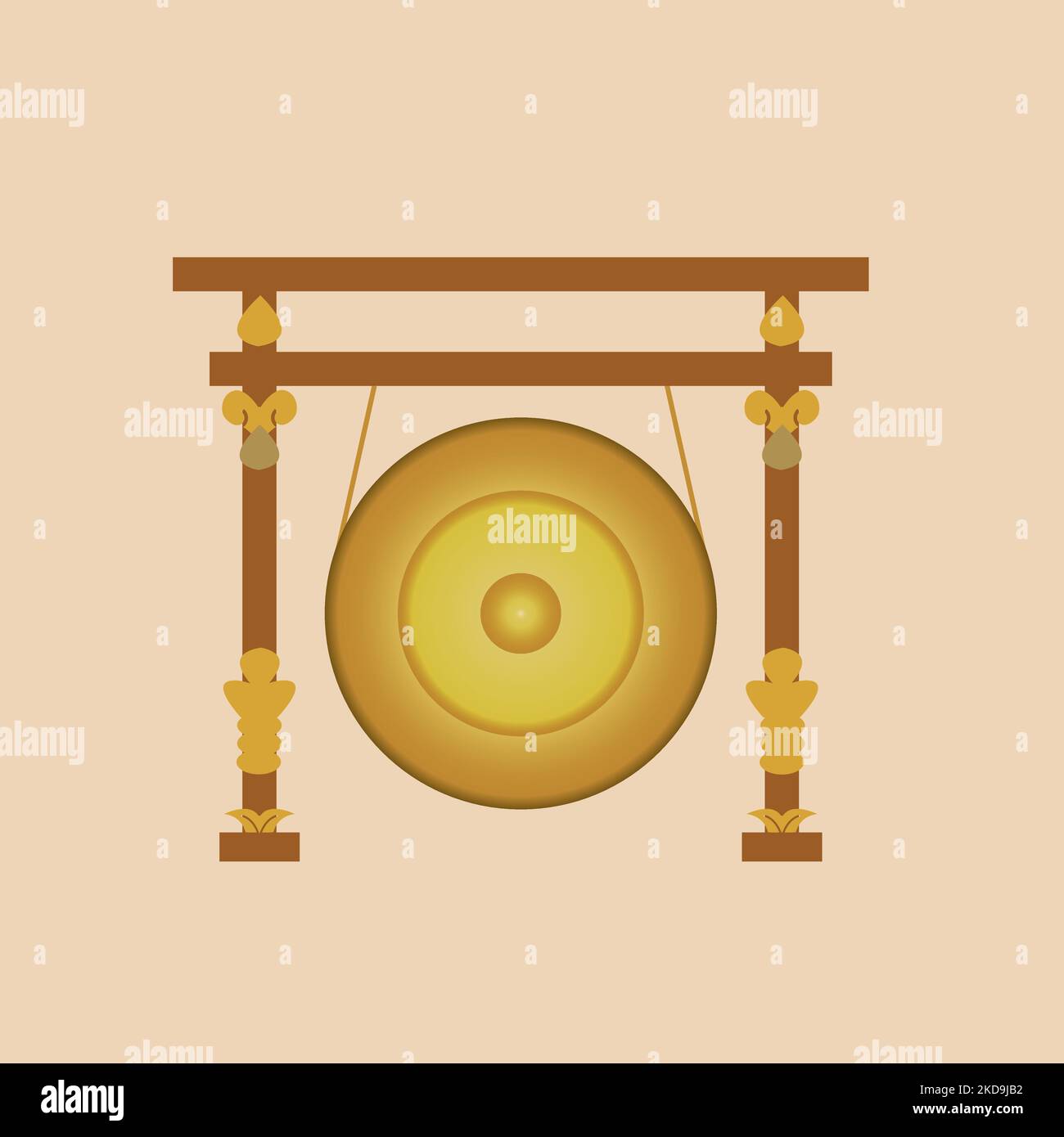 gong icon design. metal traditional musical instrument. vector Stock ...