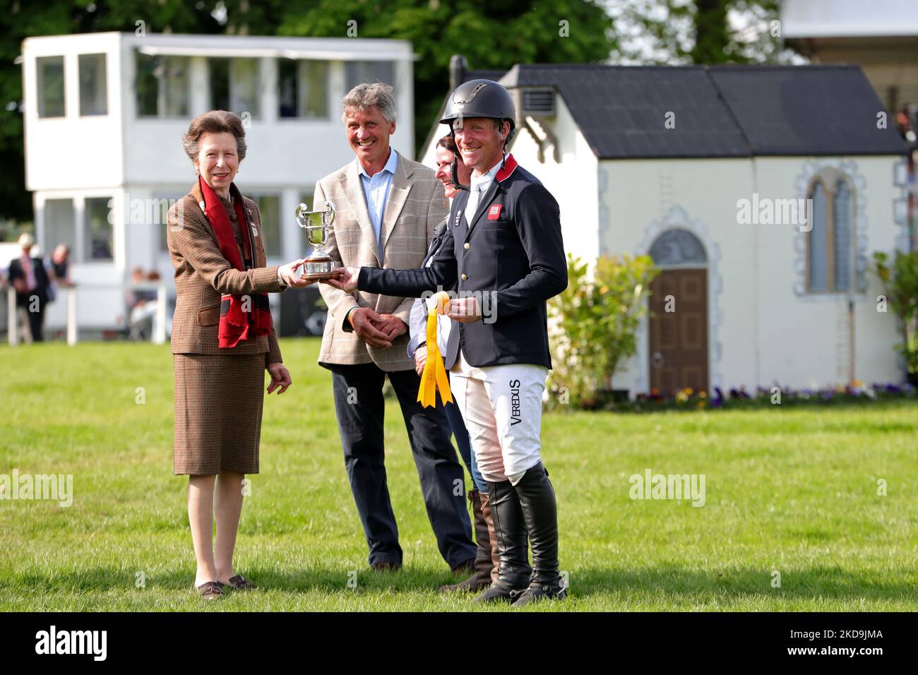 Princess Anne awards Oliver Townend his trophy during the Show Jumping ...