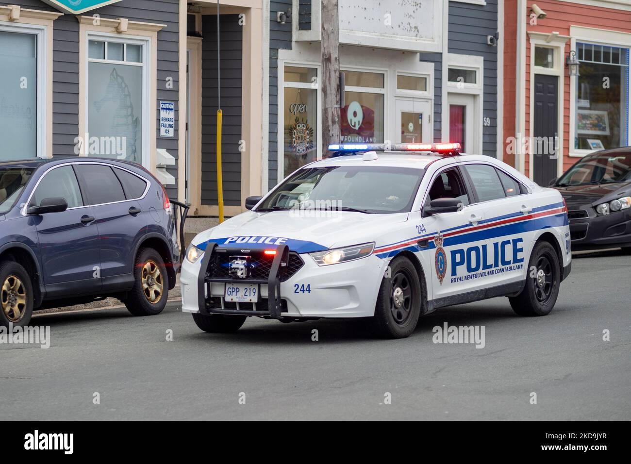 The one of the marked patrol cars of the policing service for ...