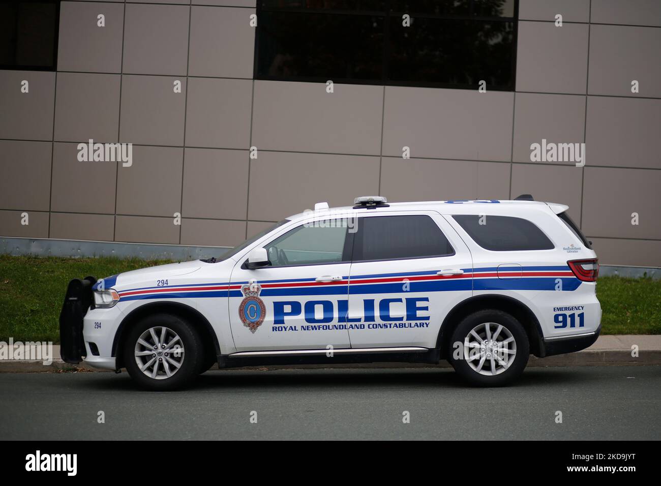The one of the marked patrol cars of the policing service for ...