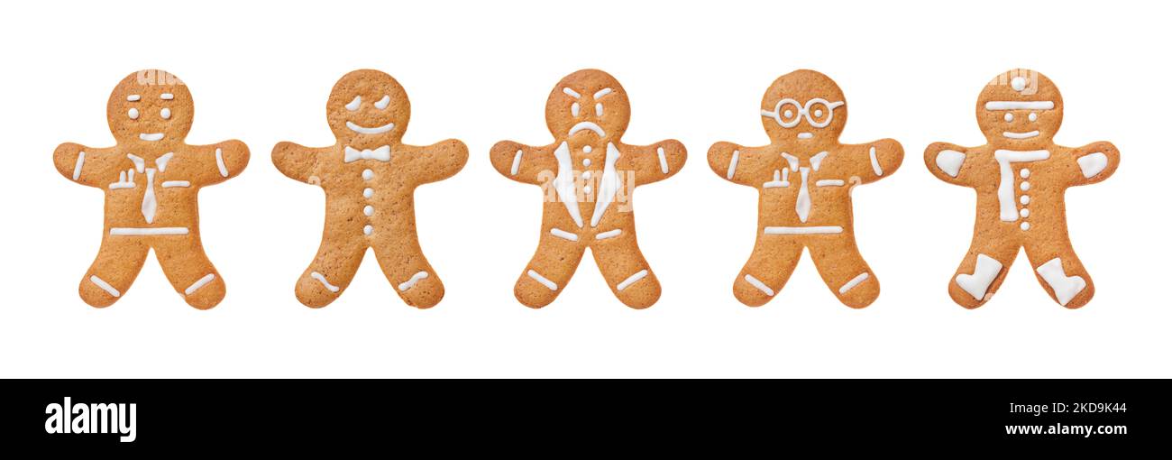 Set of Christmas gingerbread man cookie, homemade sweet cookie ...