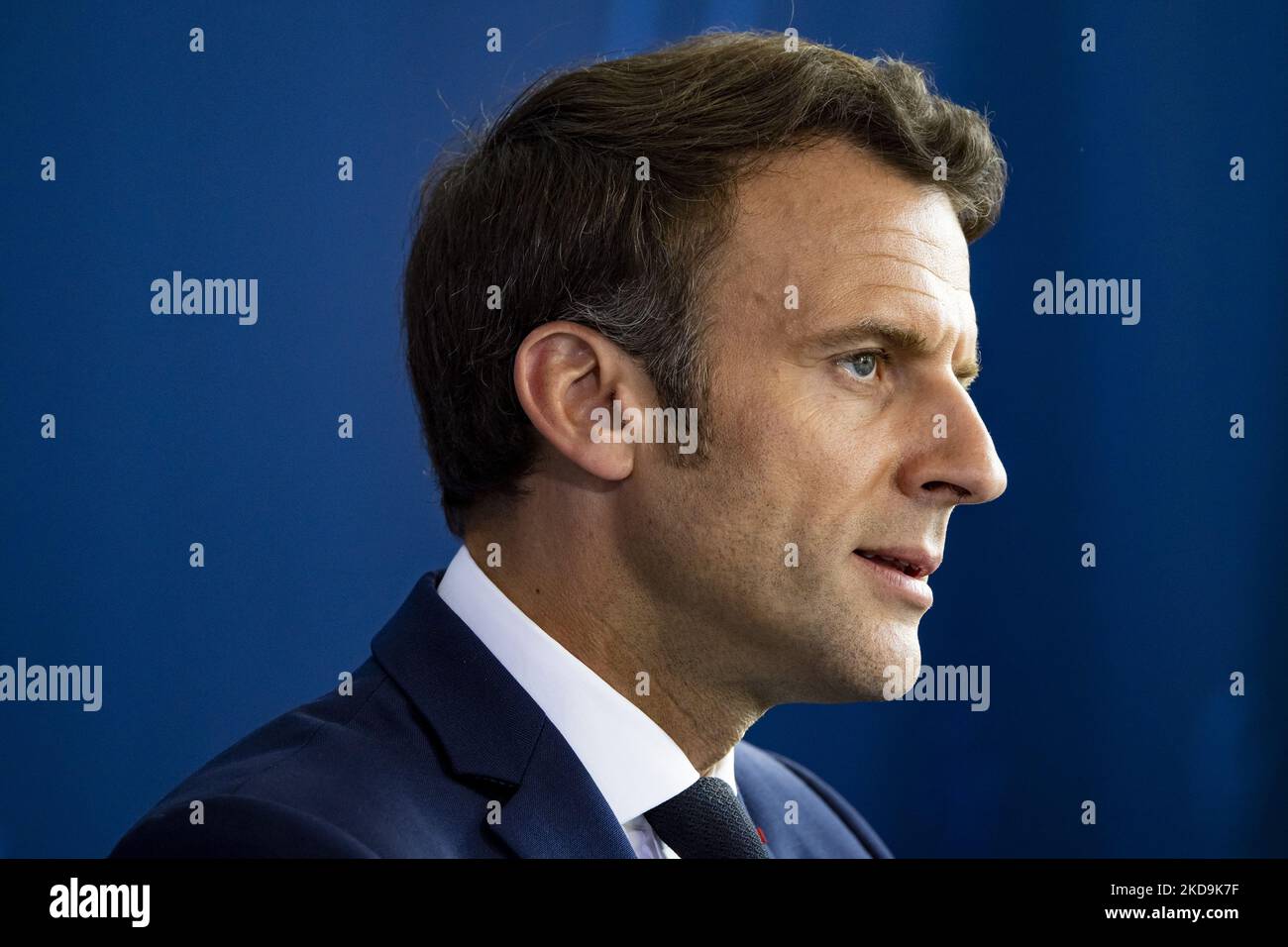 French President Emmanuel Macron is pictured during a press conference ...