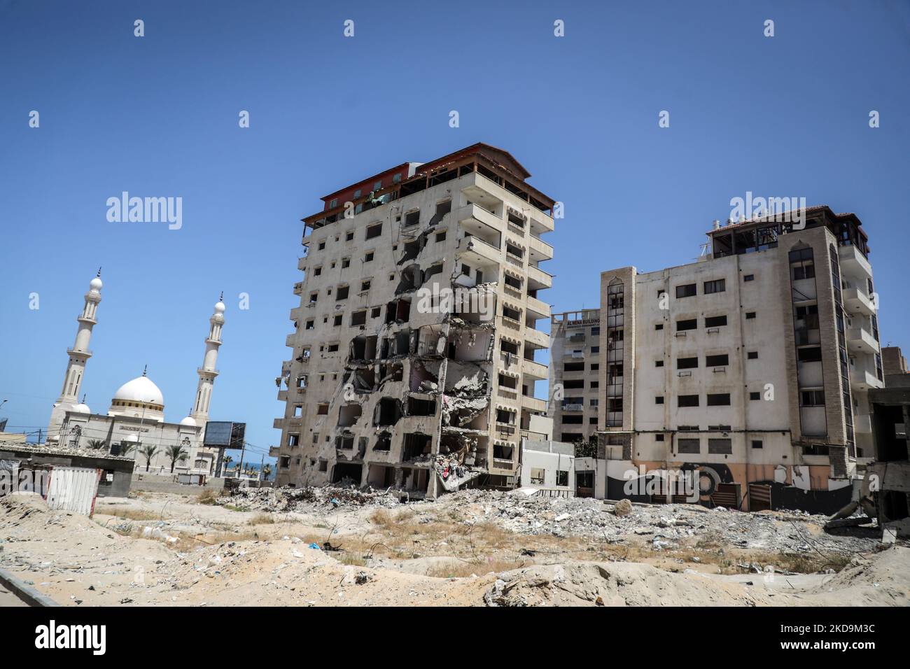 A general view shows the site of Hanadi Tower on the first anniversary ...